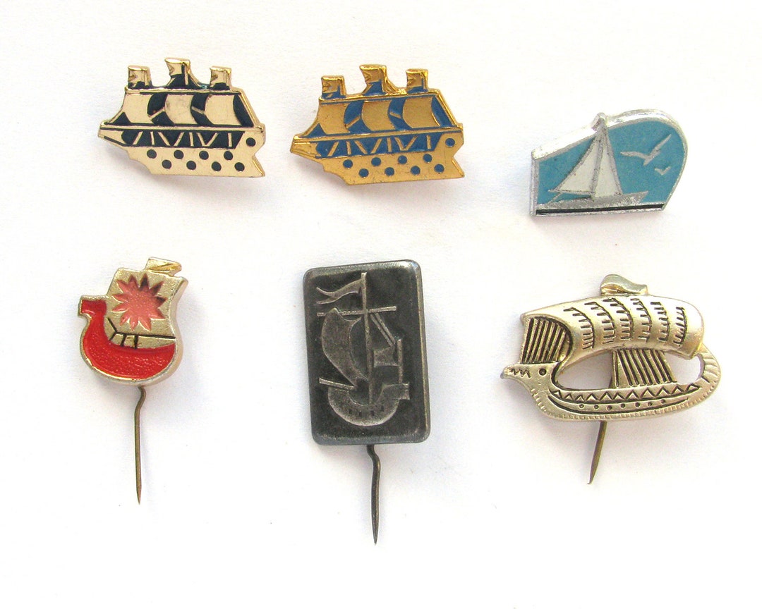 Sail Boat Pins, Vessel, Ship, Set, Vintage Metal Collectible Badge ...
