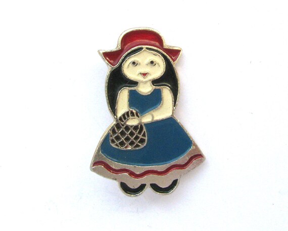 Little Red Riding Hood Pin Children Badge Girl Cartoon | Etsy