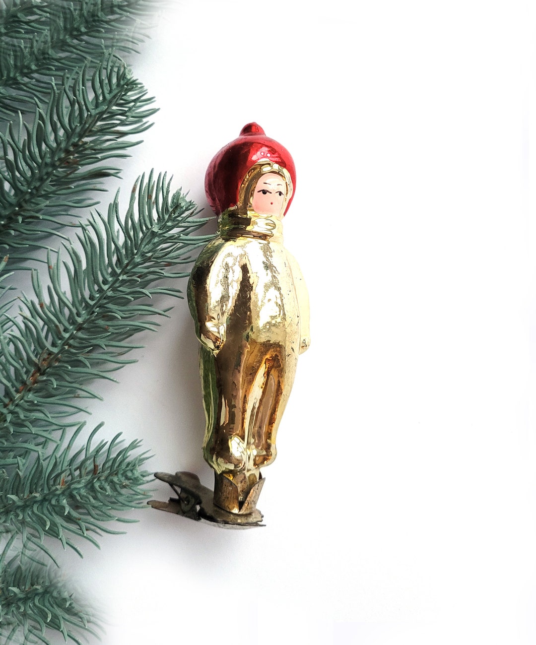 Astronaut, Soviet Christmas Tree Decoration, Pin, Glass Christmas ...
