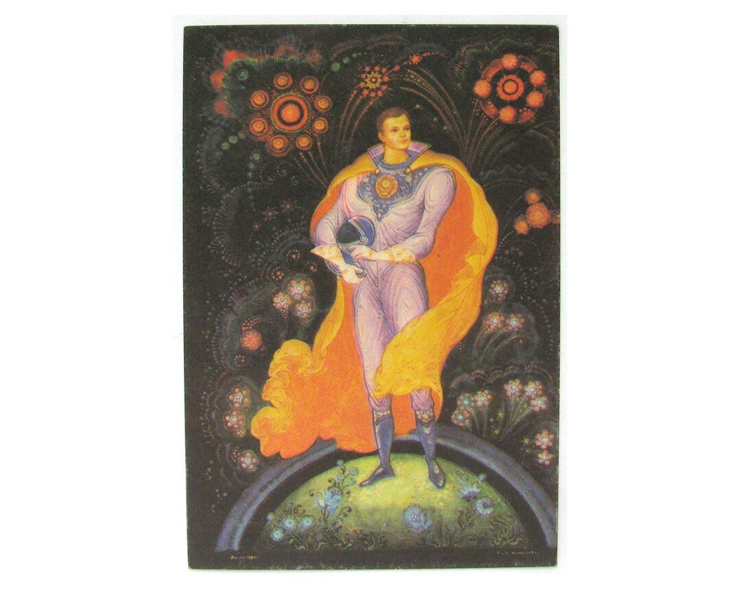 Yuri Gagarin, Soviet Pocket Calendar, Cosmonaut, Palekh, Illustration ...