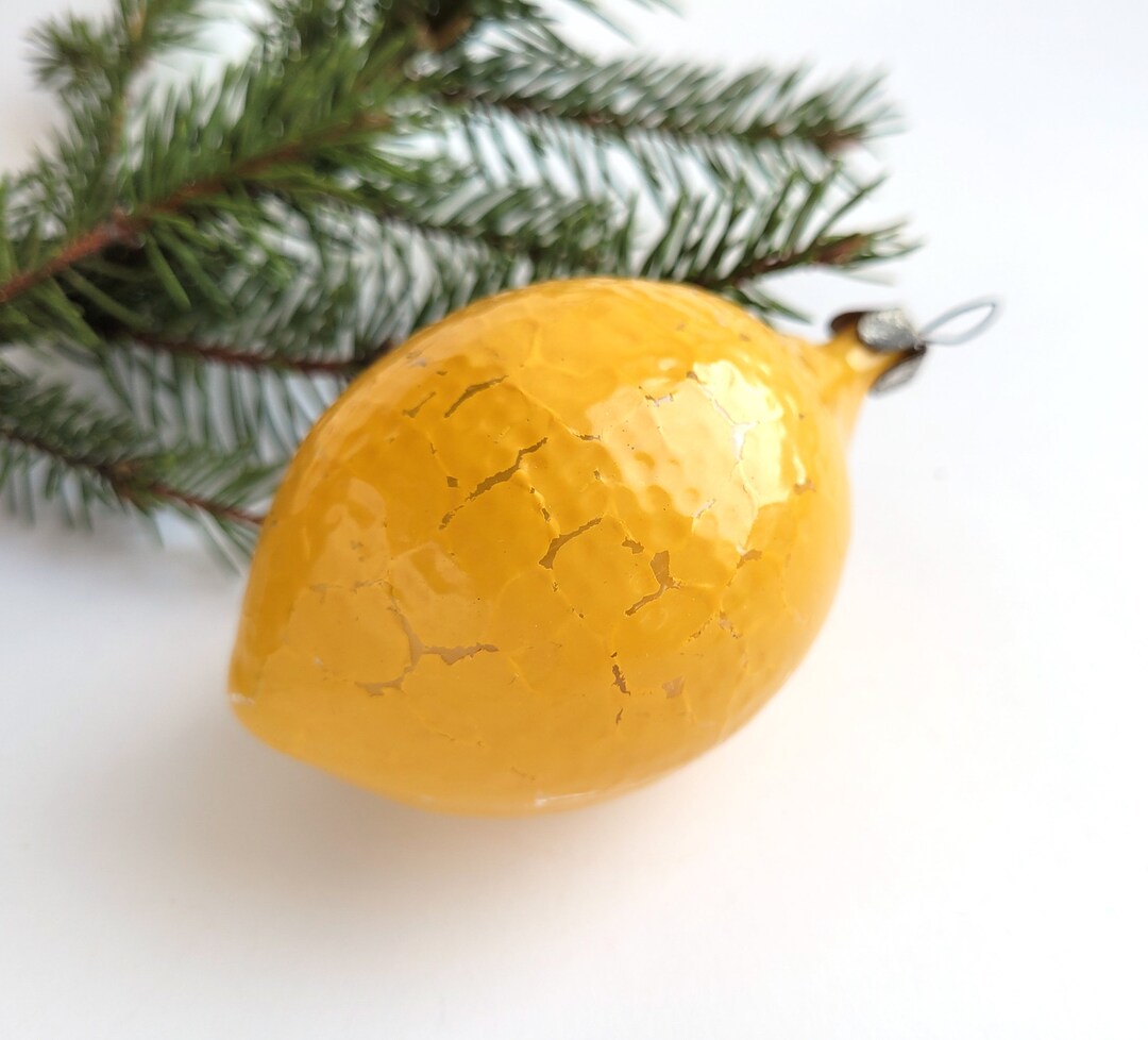 Lemon Glass Ornament, Soviet Glass Christmas Tree Decorations, Citrus ...