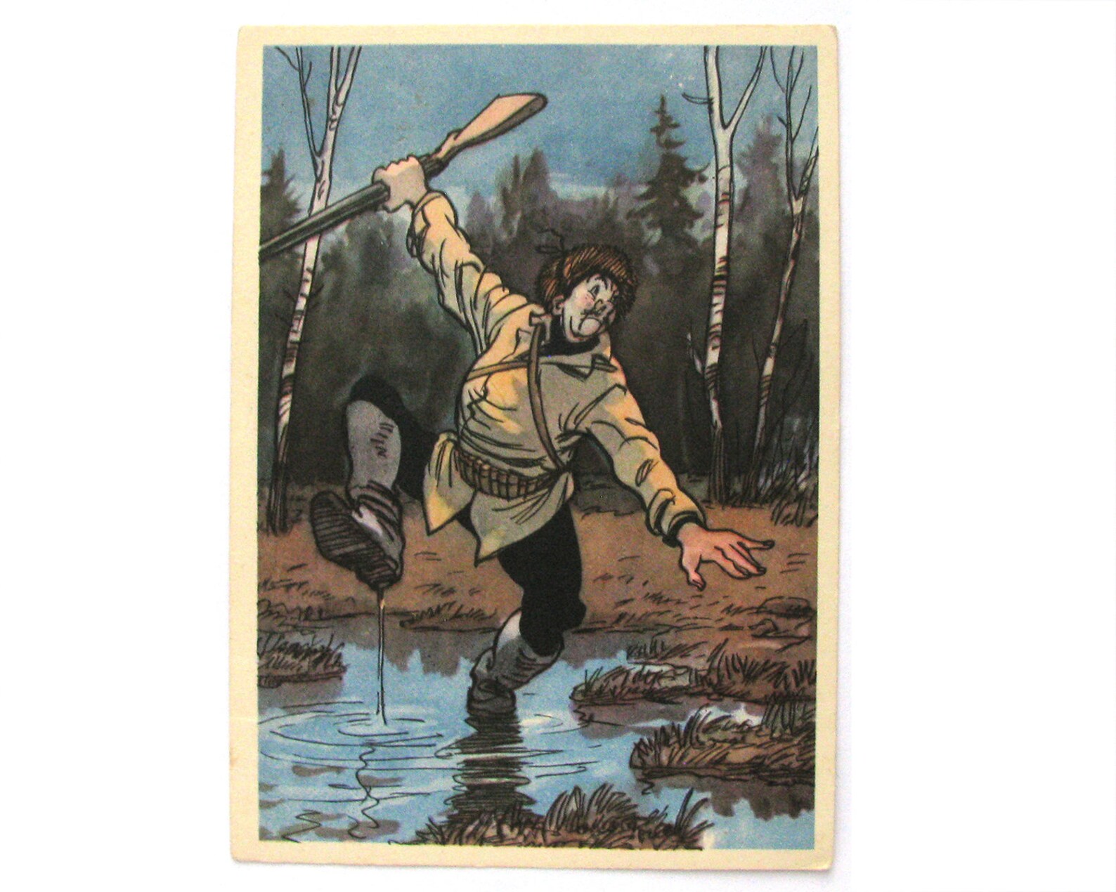 Vintage Illustration, Postcard, Hunting, Hunter, Rare, Humor, Semenov ...
