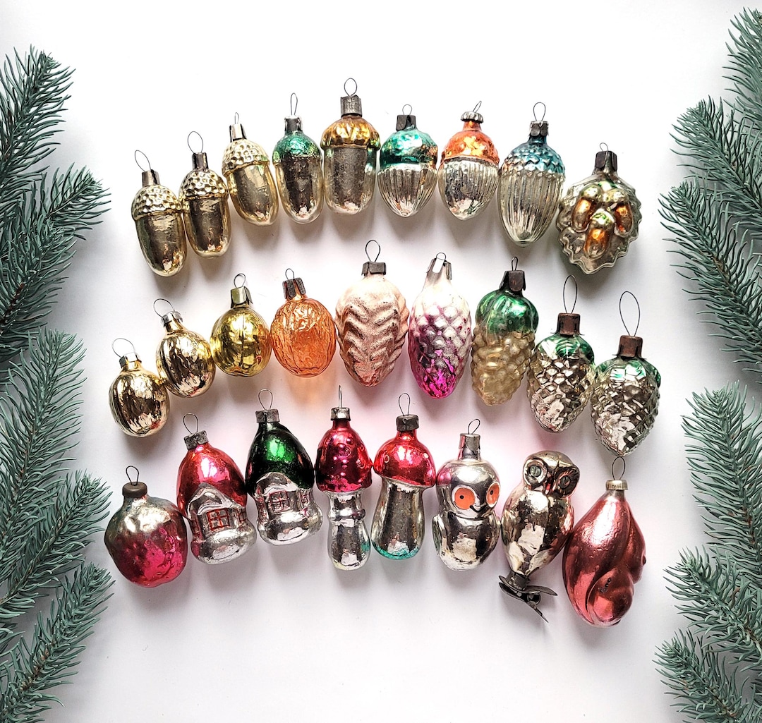 Acorn, Pine Cone, Walnut, Owl, Mushroom, Vintage Glass Christmas ...