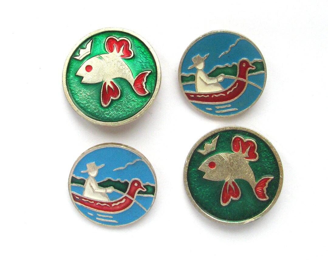 Fisherman Pin, Fish Pin, Badge, Pick From Set, Pin, Vintage Badge ...