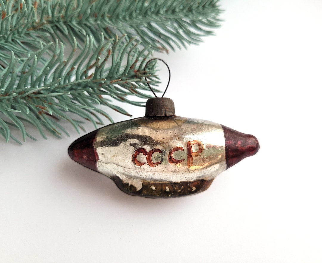 Airship Glass Ornament, Soviet Glass Christmas Tree Decoration, Air ...
