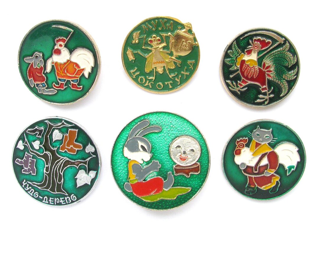 Soviet Children Pins, Pick Your Pin, Kolobok, Fox Pin, Hare Pin, Cat ...