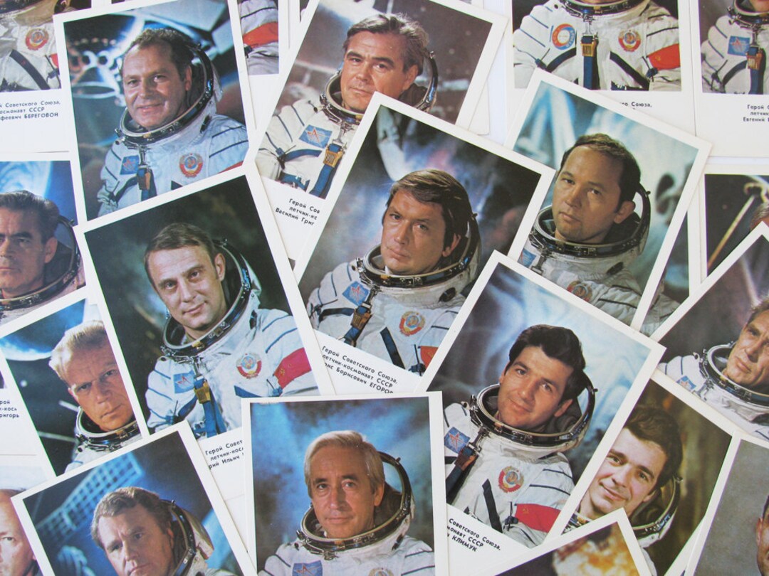 Set of 27 Postcards With Portraits of Soviet Cosmonauts, Photos, Space ...