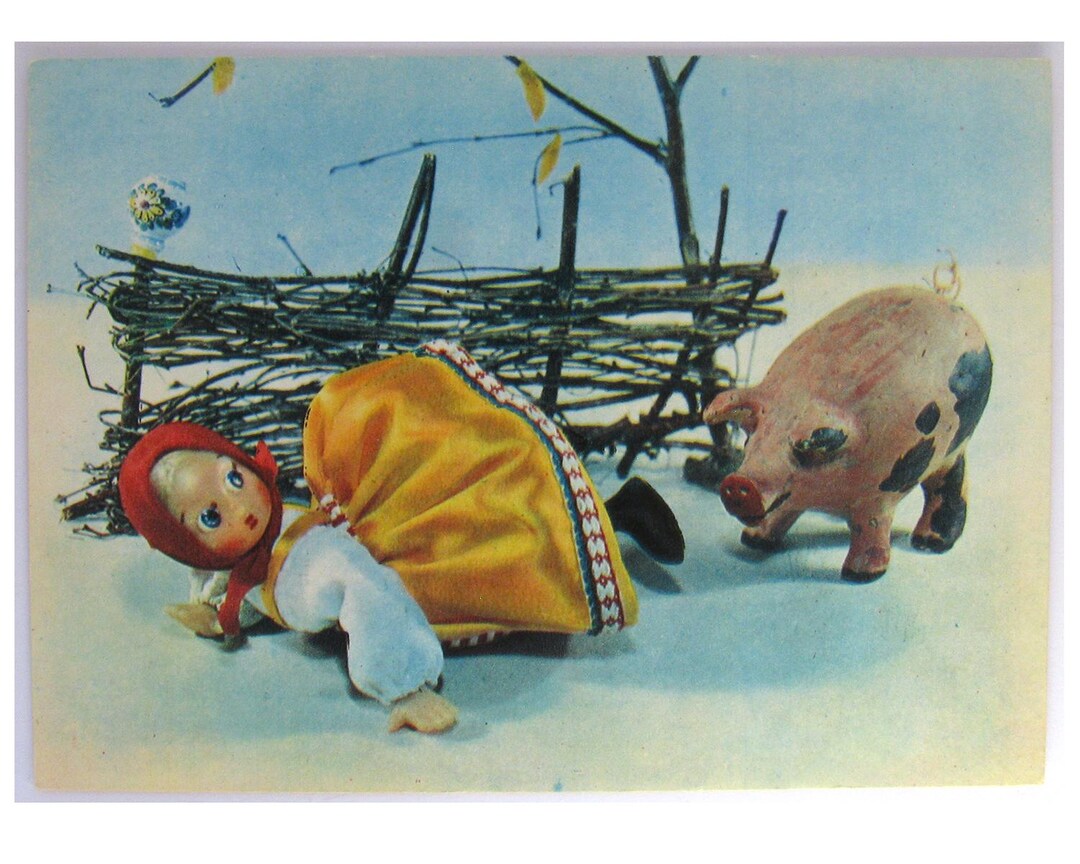Frightened, Doll, Pig, Soviet Union, Girl, Unused Postcard, Soviet ...