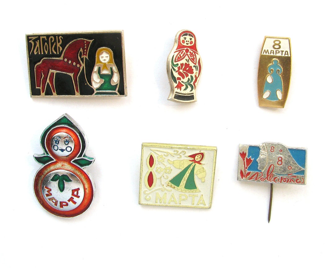 Matryoshka Dolls Pins, Eight of March Pins, Holiday Pin, Soviet Badges ...