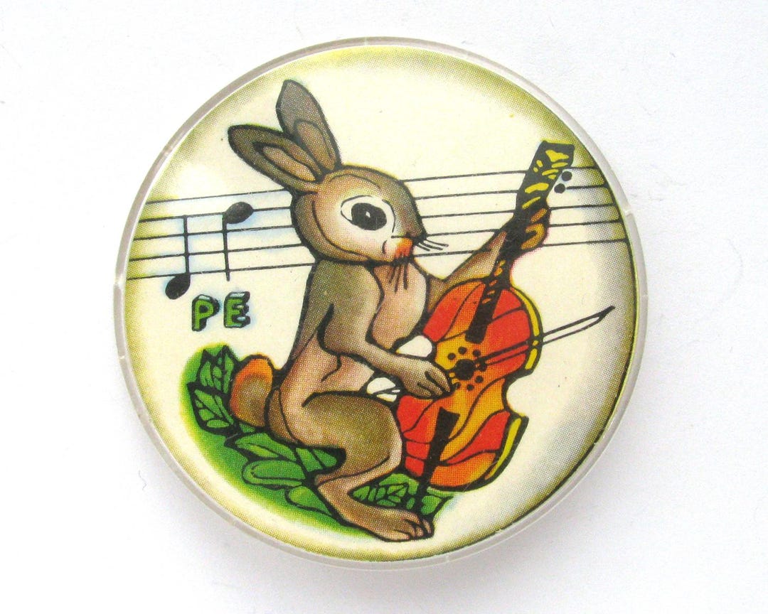 Hare Playing Double Bass, Soviet Badge, Note D, Vintage Collectible ...