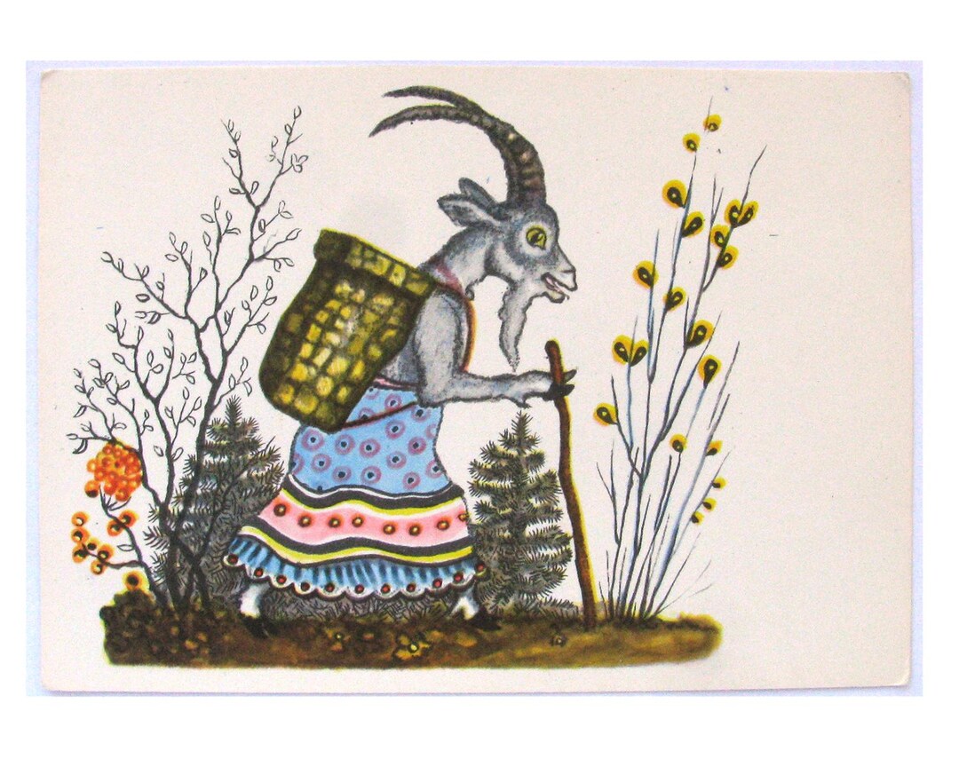 Russian Folk Tale Card, Nanny Goat, Illustration, Vasnetsov, Unused ...