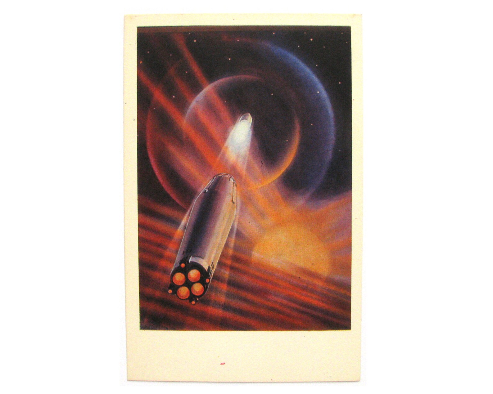 Space, Launch of Spacecraft, Soviet Space Postcard, Space Card, Space ...