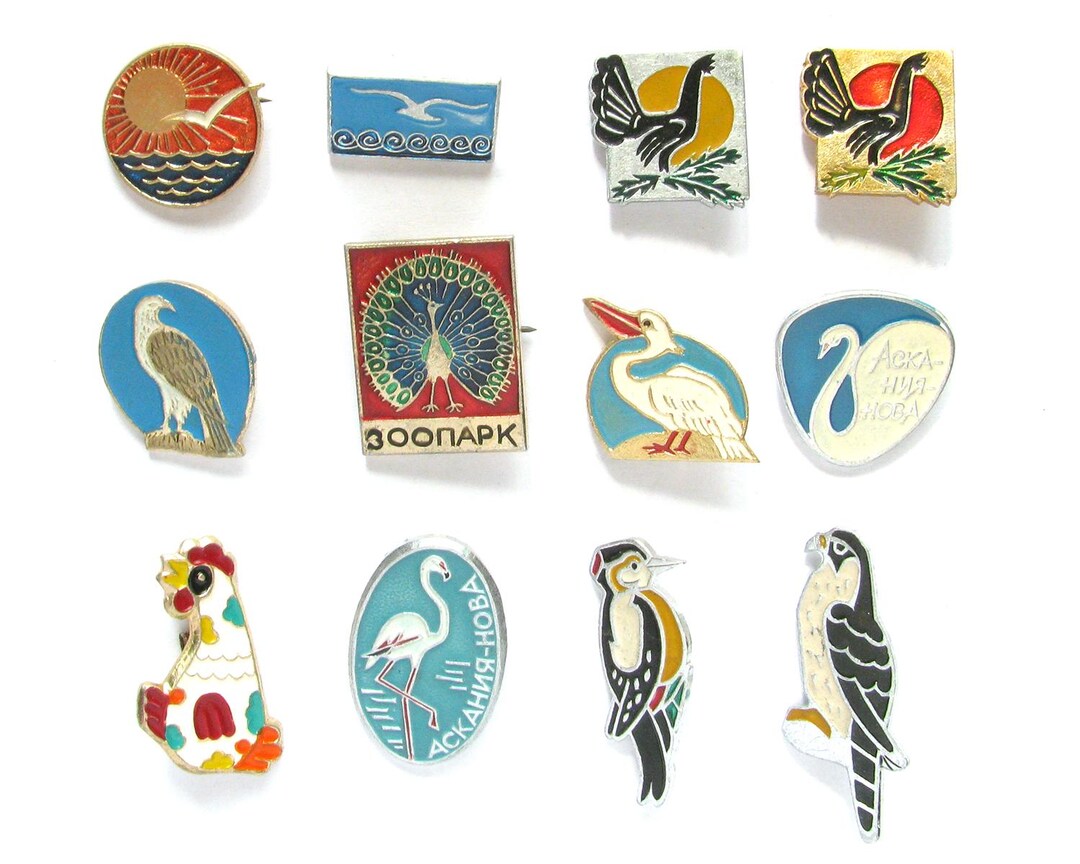 Bird Pins, Soviet Badges, Set, Animal, Fauna, Vintage Collectible Badge ...