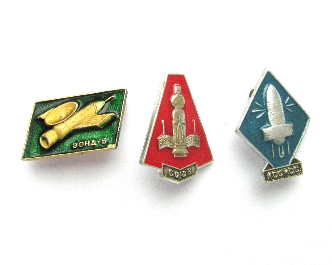 Set of 3 Soviet Space Pins, Soyuz, Satellite Pin, Vintage Collectible ...