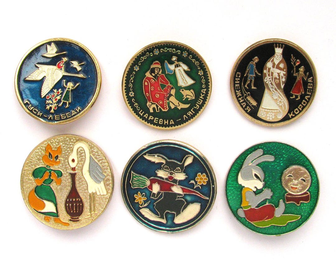 Soviet Cartoon Pins, Pick Your Pin, Kolobok, Fox Pin, Hare, Geese Swans ...