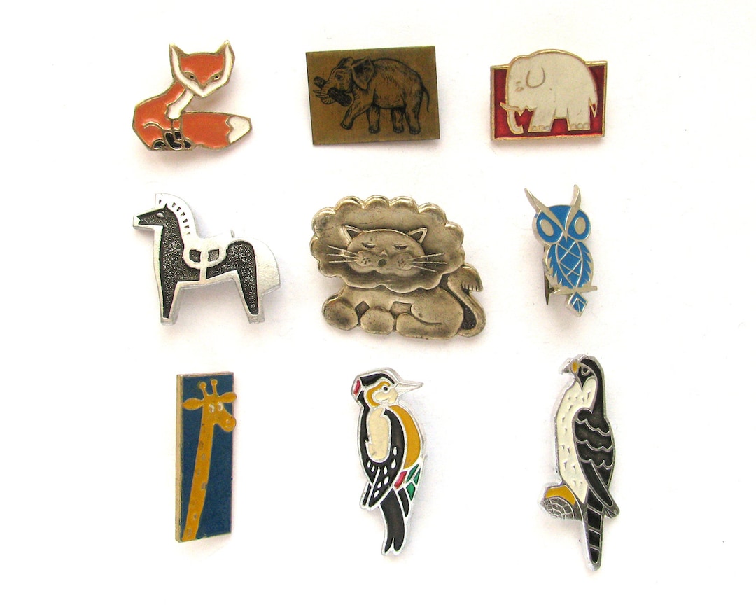 Animals Pins, Soviet Badges, Pick From Set, Fox, Horse, Owl, Fauna ...