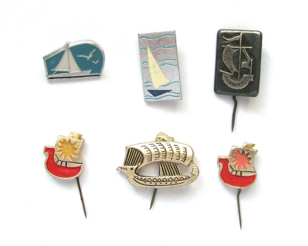 Sail Boat Pins, Vessel, Ship, Set, Vintage Metal Collectible Badge ...