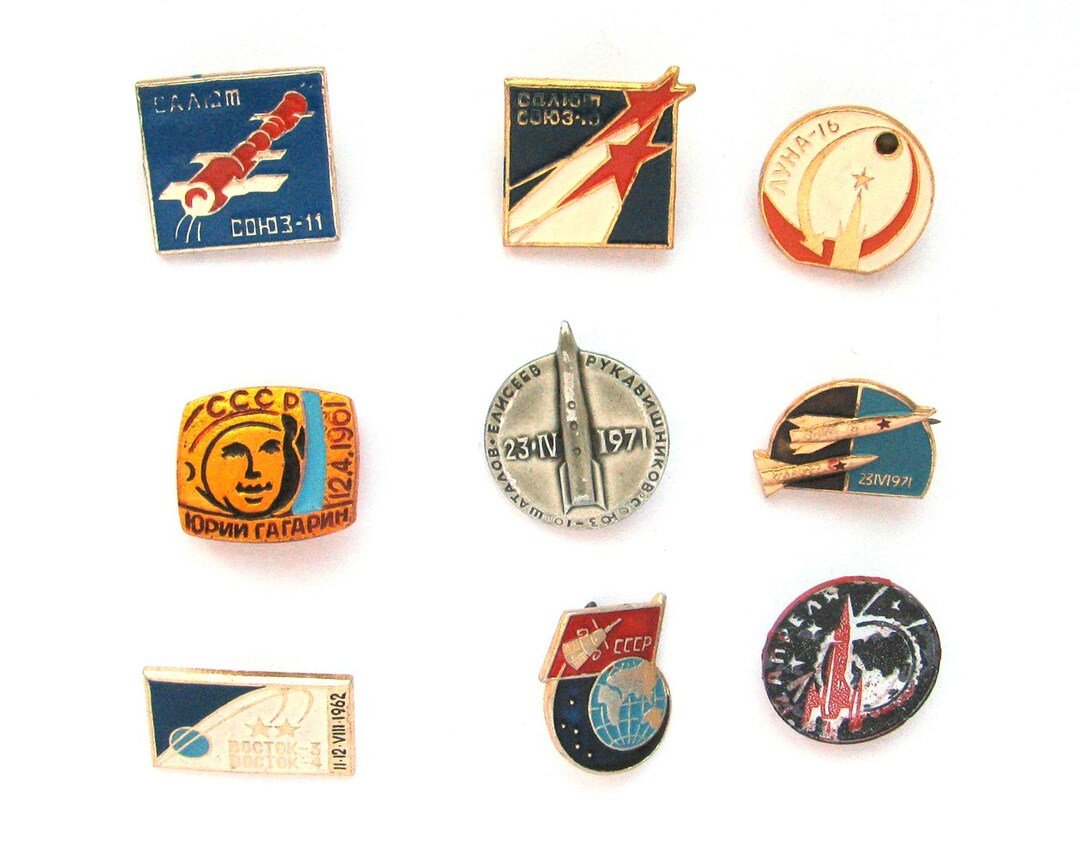 Soviet Space Pins, Soviet Badges, Pick From Set, Yuri Gagarin, Soyuz ...