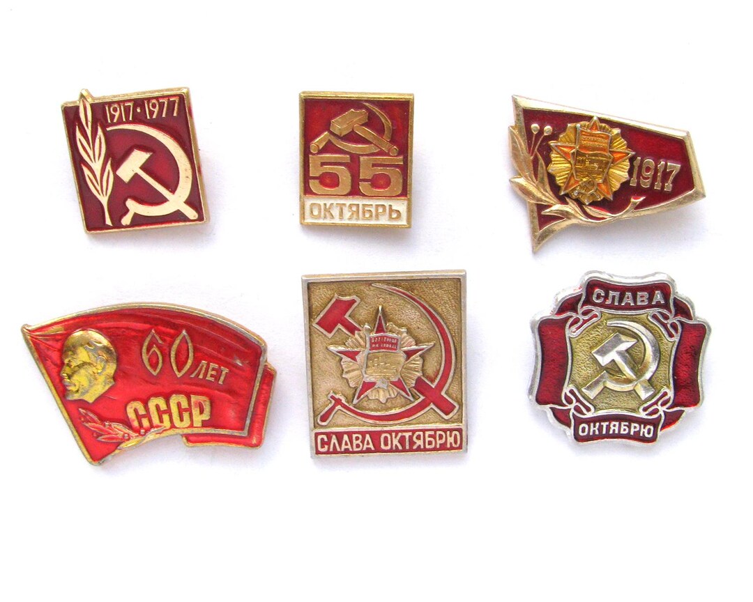 Soviet Pins, Pick From Set, October Revolution, 1917, Communism, Flag ...
