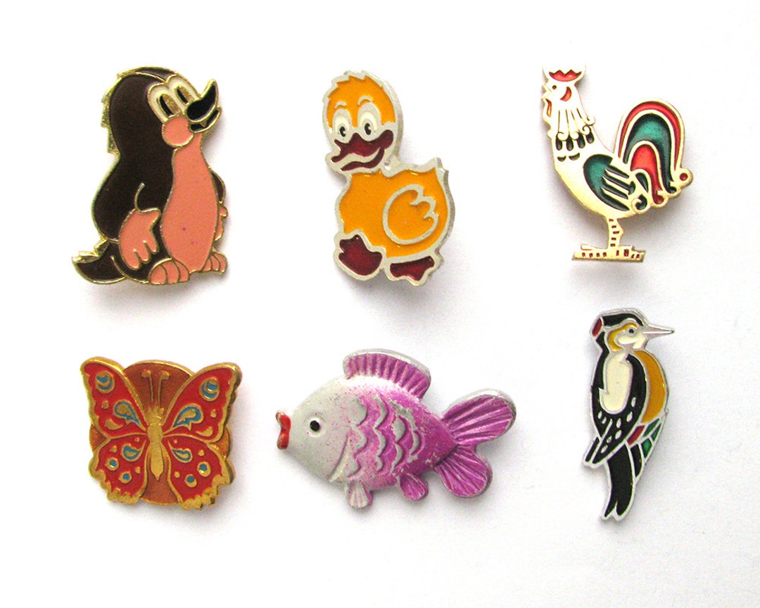 Animal Pins, Soviet Badges, Pick From Set, Fish Pin, Cockerel, Bird Pin ...