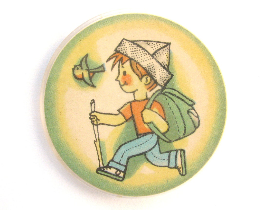 Boy Tourist, Children Pin, Vintage Plastic Badge, Plastic Soviet ...