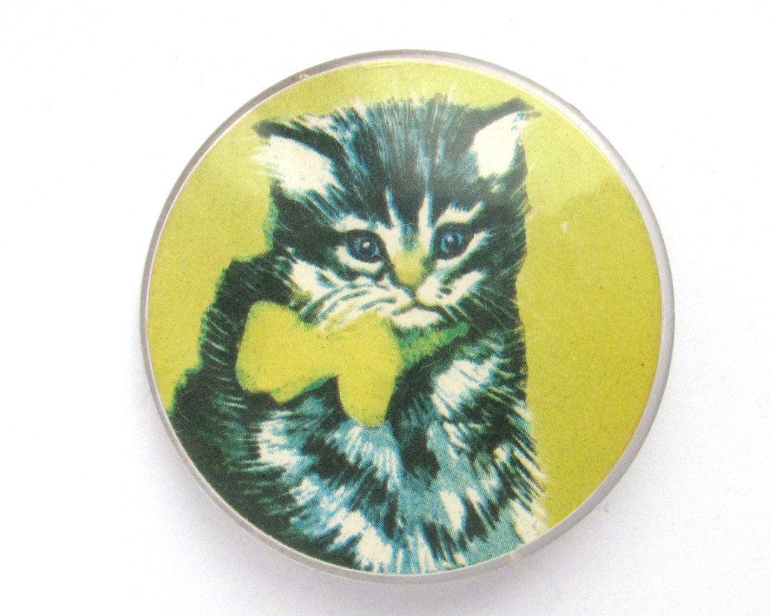 Kitten, Vintage Plastic Badge, Cat, Soviet Vintage Pin, Vintage Badge ...