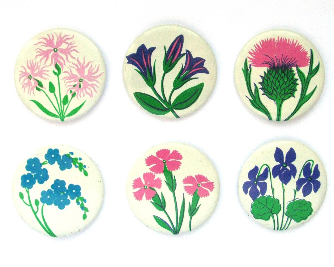 Wild Flowers Pins, Flower Pin, Badges, Pick From Set, Nature, Flora ...