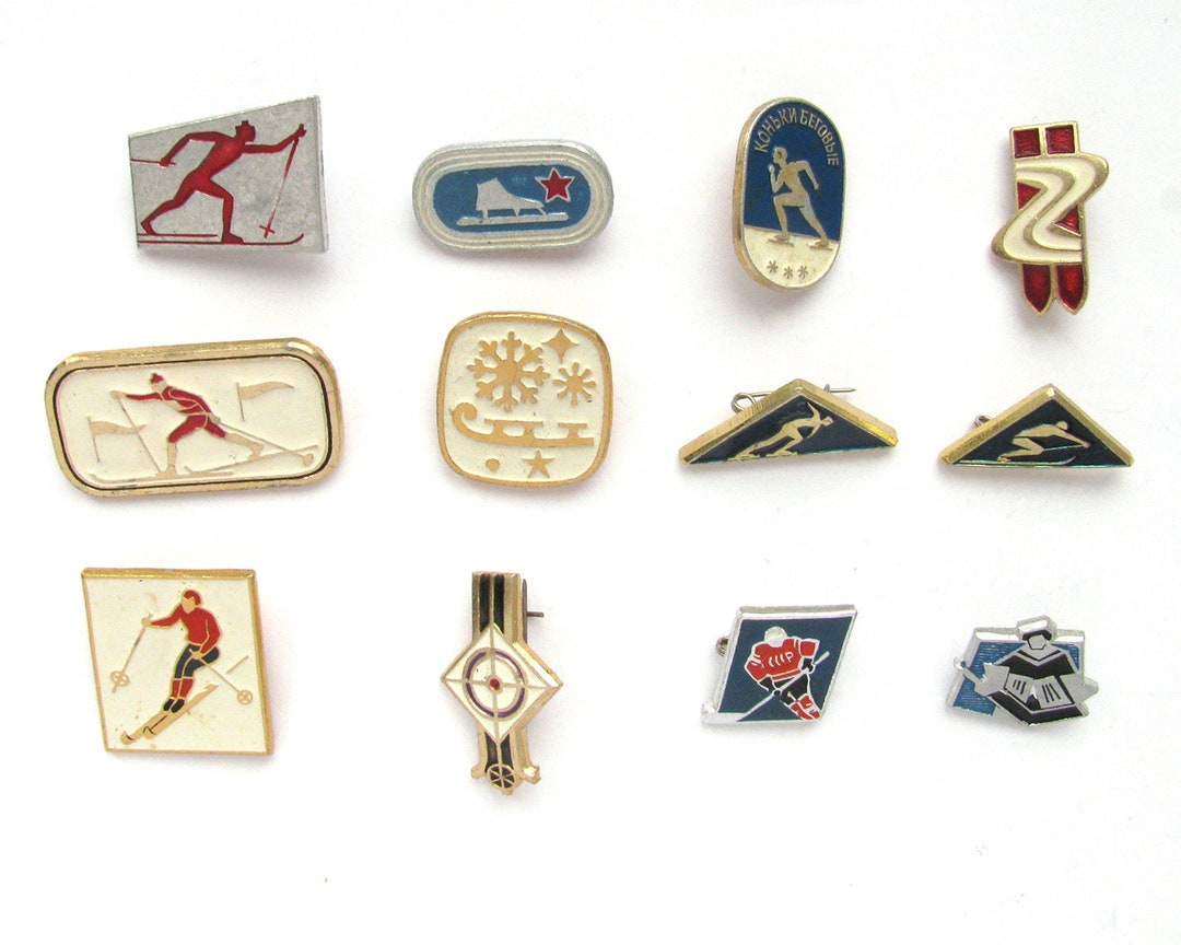 Winter Sport Pins, Pick Your Pin, Vintage Badge, Christmas, Xmas, Ice ...