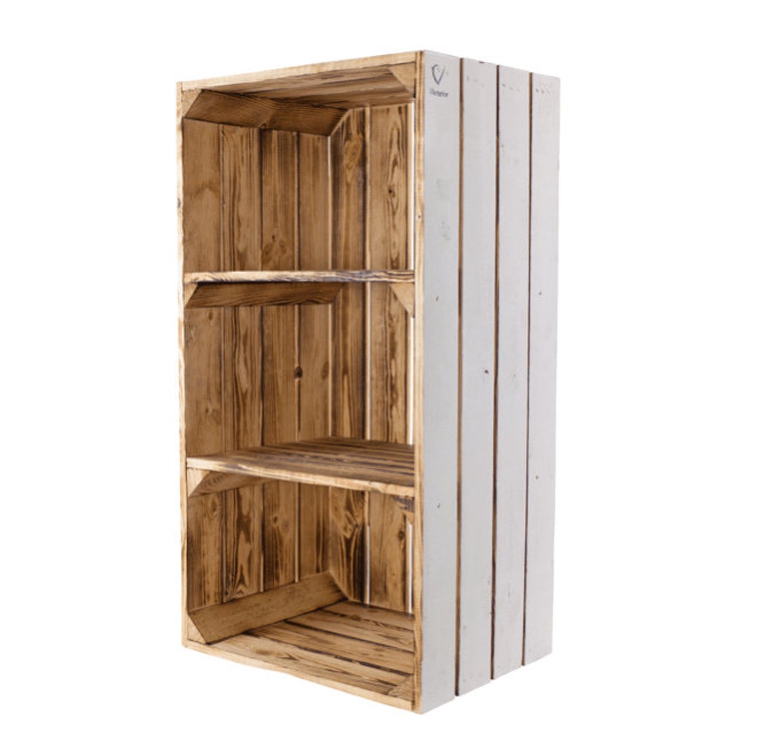 2 Narrow Shelf Boxes Timo Outside White Flamed Inside 60x40x30cm ...