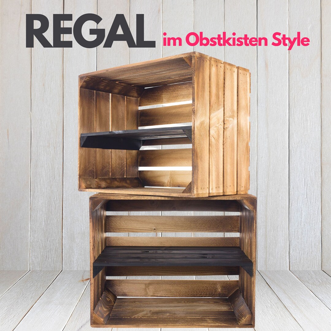 Flamed/burnt Fruit Box With Black Intermediate Boards 50cmx40cmx30cm ...