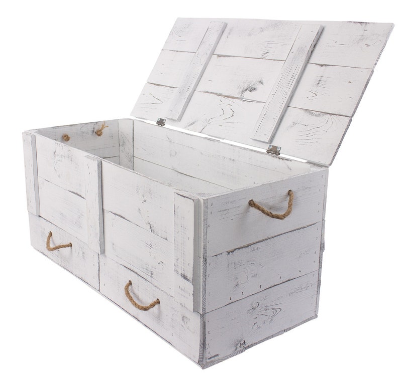 Wooden Chest With Lid 2 Drawers & Cords 85.5x42x43.5 Cm - Etsy