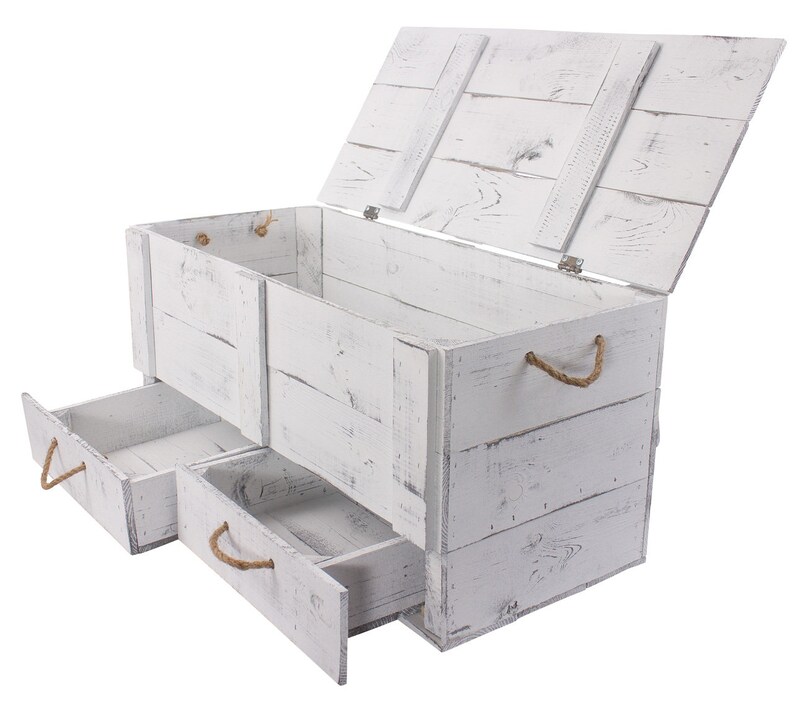 Wooden Chest With Lid 2 Drawers & Cords 85.5x42x43.5 Cm - Etsy