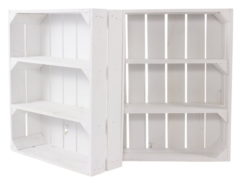 Wooden Box White Narrow Shelf With 2 Middle Boards | Etsy