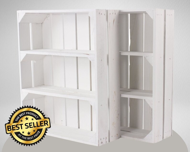 Wooden Box White Narrow Shelf With 2 Center Boards - Etsy