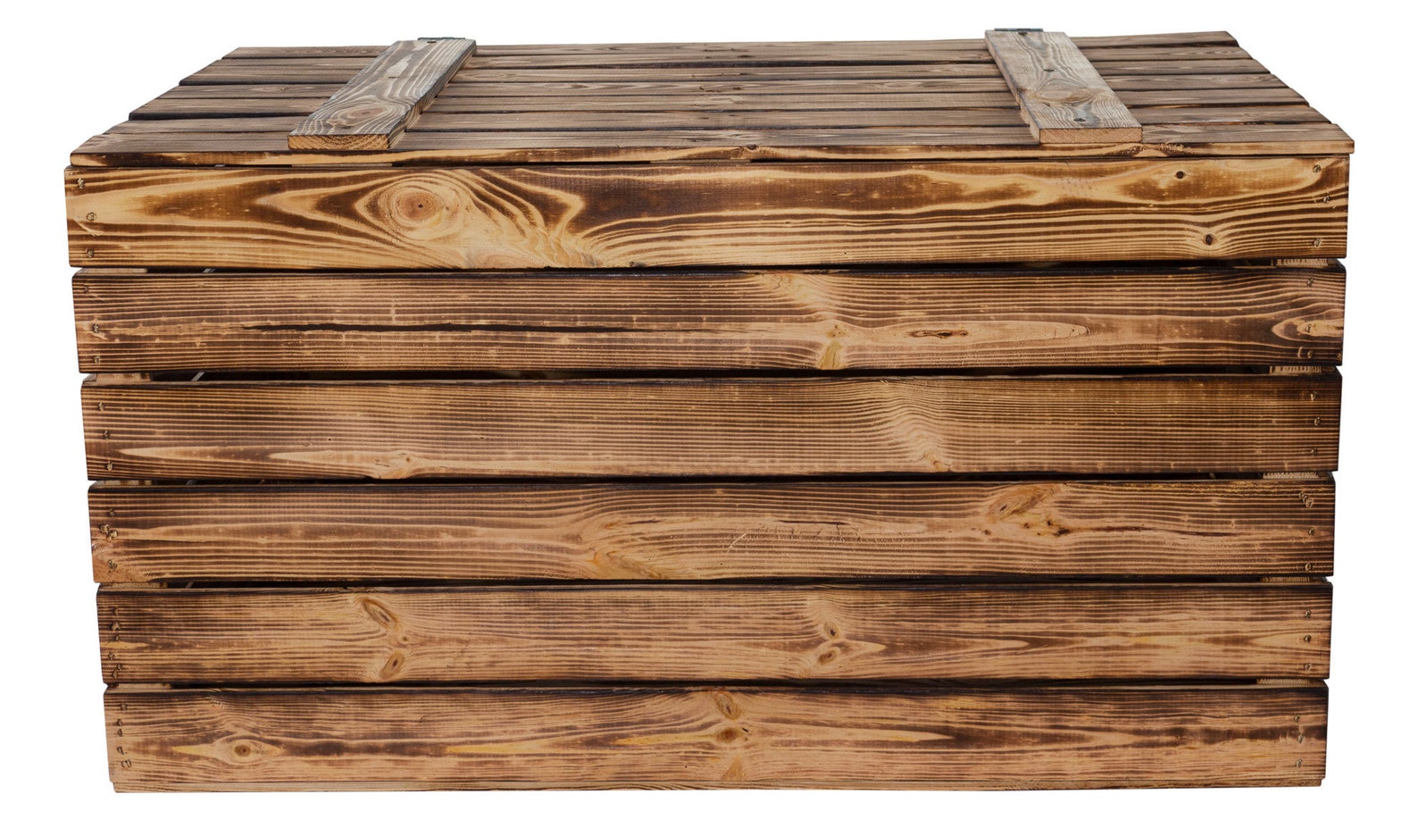 Flamed Wooden Chest With Lid NEW 80x50x39 Cm Modern and | Etsy