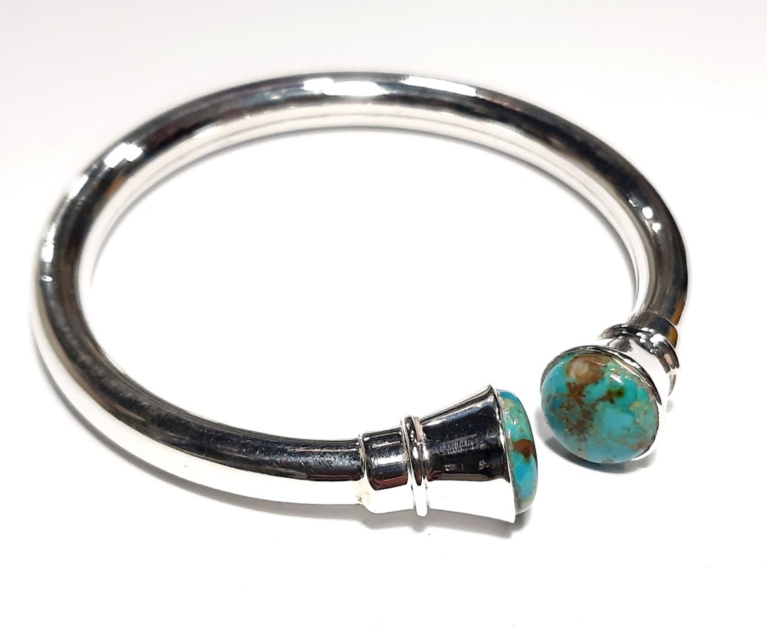 Tibetan Turquoise Bracelet Torque Bangle Sterling Silver Cuff ...