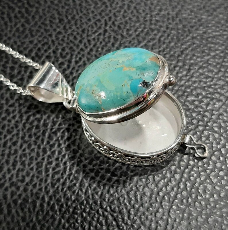 Tibetan Turquoise Photo Locket Necklace Sterling Silver | Etsy