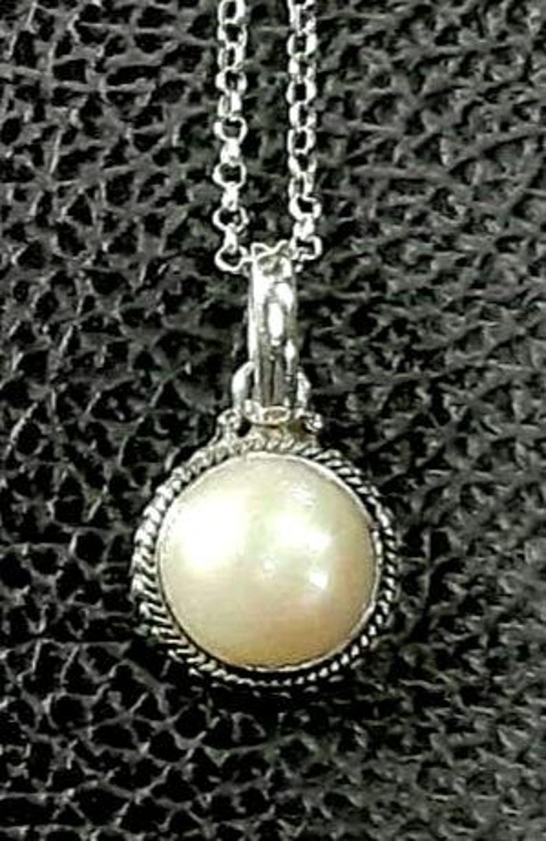 Pearl Pendant Necklace 925 Sterling Silver Necklace Natural Pearl ...