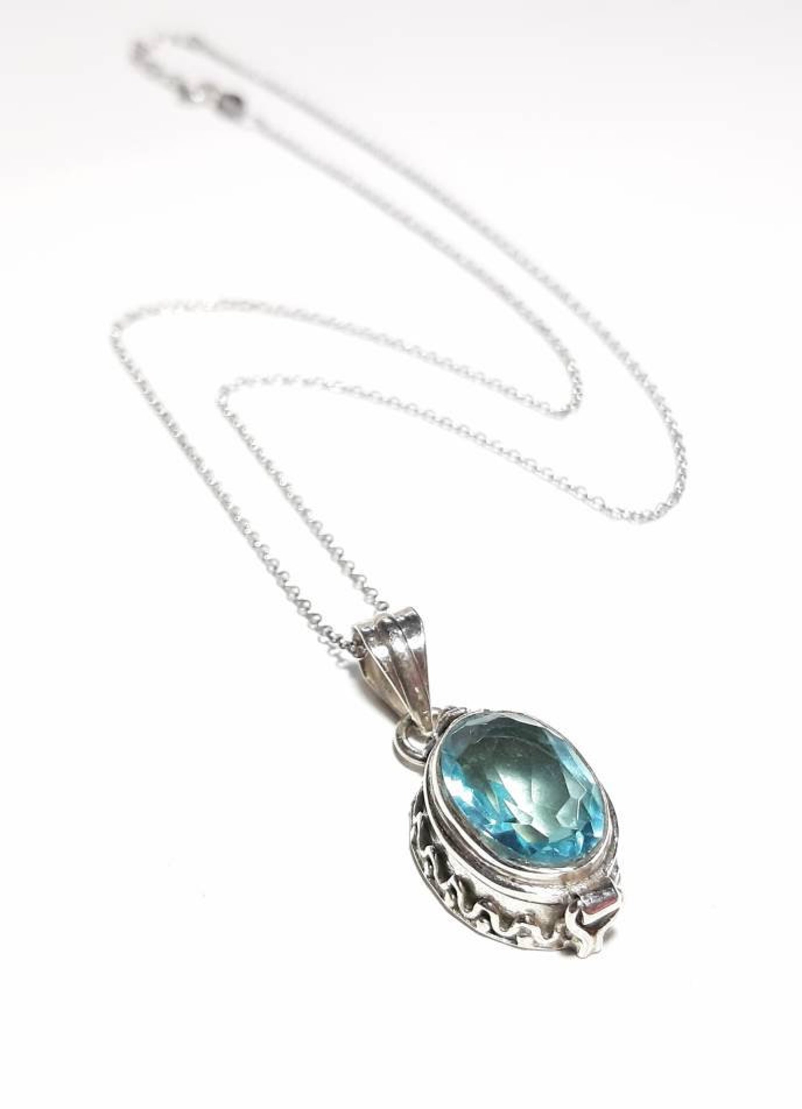 Blue Topaz Photo Locket Necklace 925 Sterling Silver Locket - Etsy