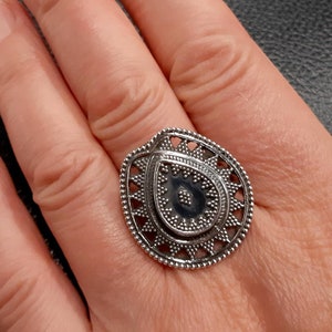 Teardrop Ring Sterling Silver Ring Adjustable Ring Large Teardrop Ring ...