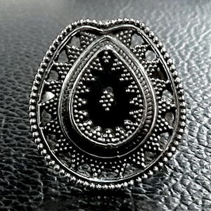 Teardrop Ring Sterling Silver Ring Adjustable Ring Large Teardrop Ring ...