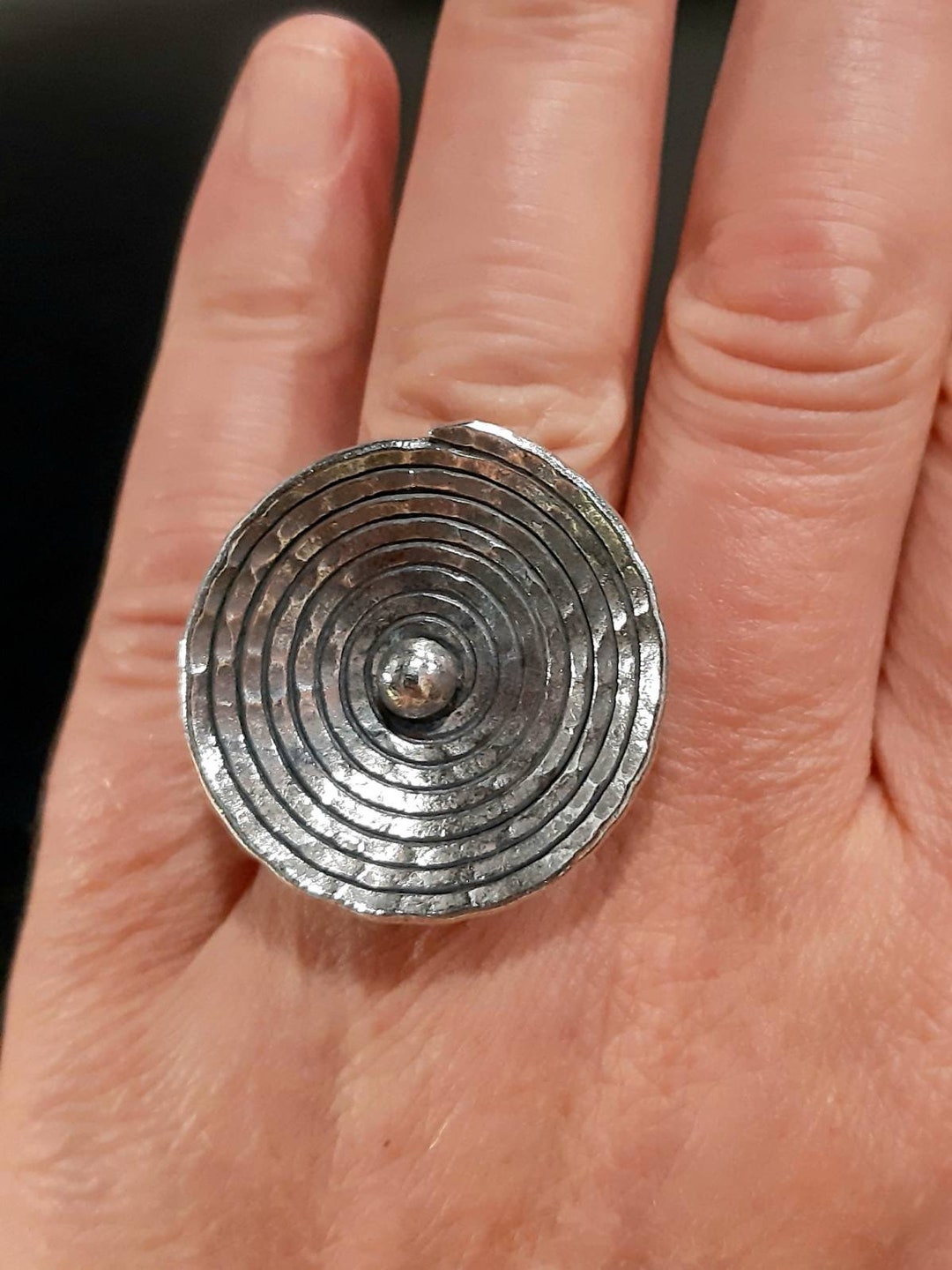 Spiral Ring Sterling Silver Ring Adjustable Ring Round Ring 3D Ring ...