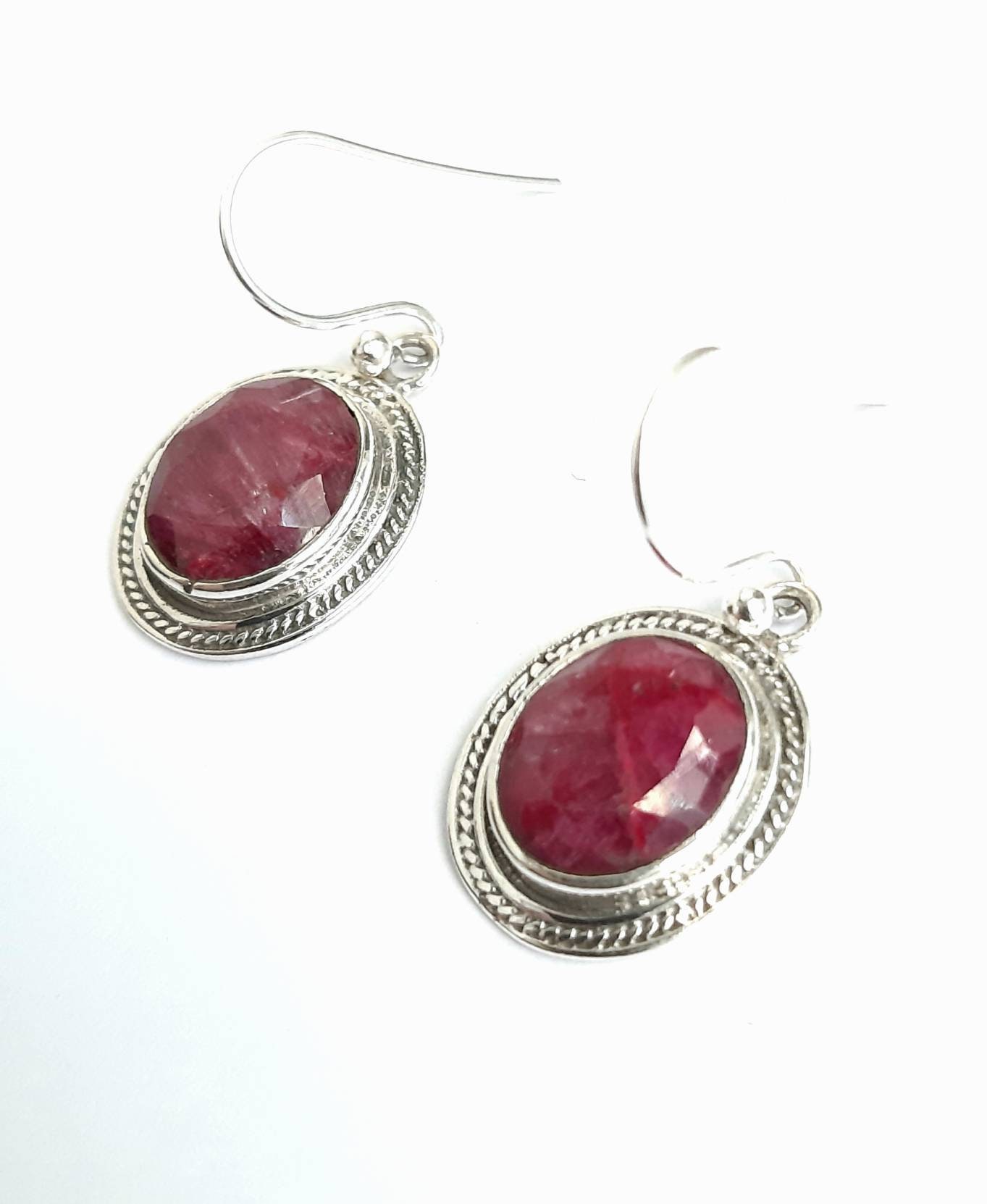 Ruby Earrings 925 Sterling Silver Earrings Ruby Dangle - Etsy Sweden