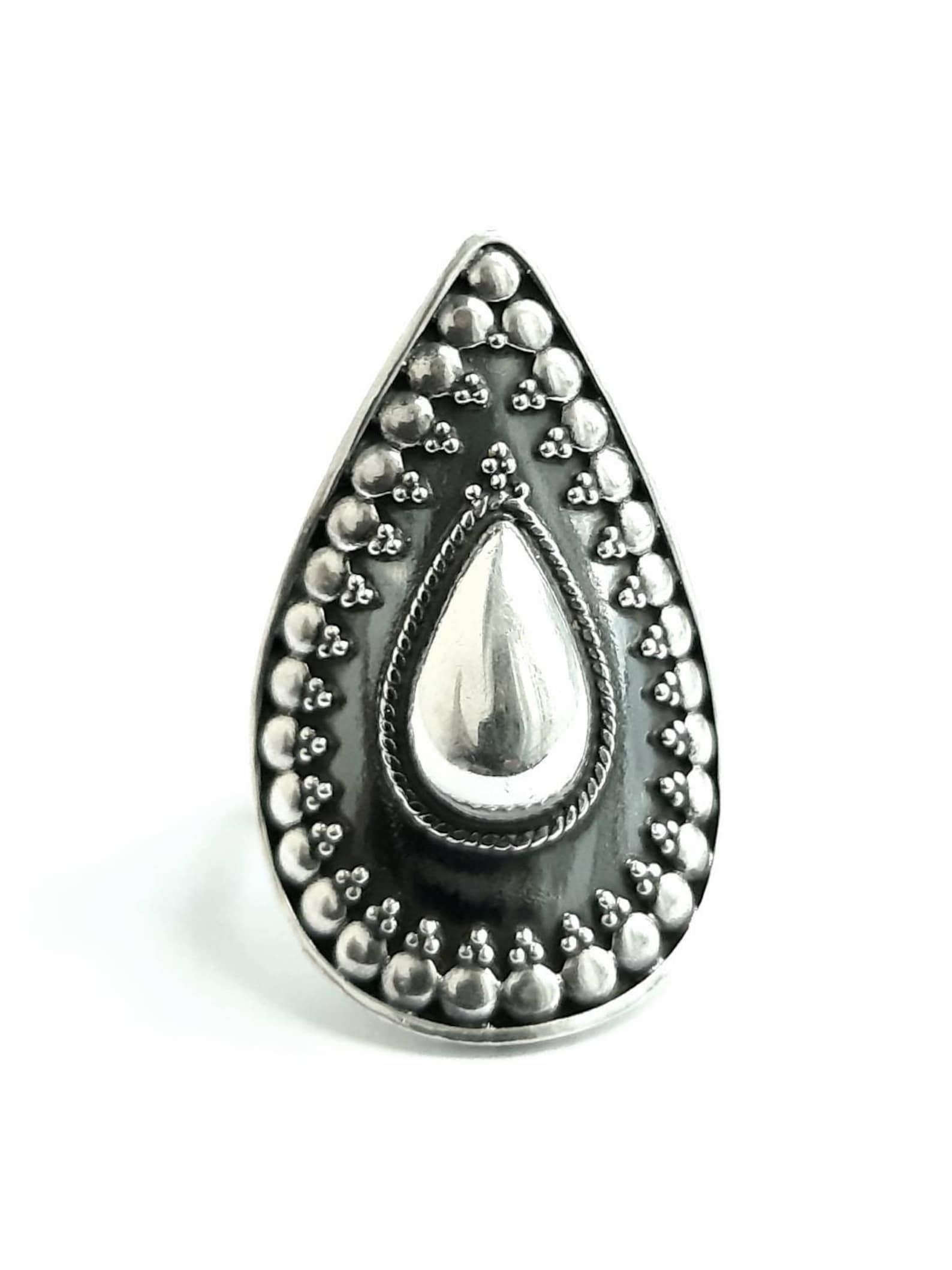 Teardrop Ring 925 Sterling Silver Adjustable Large Teardrop - Etsy