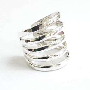 Five Bands Ring Sterling Silver Adjustable Unisex Thumb Ring Open Band ...