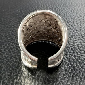 Net Ring Sterling Silver Ring Unisex Adjustable Ring Woven Band Weave ...
