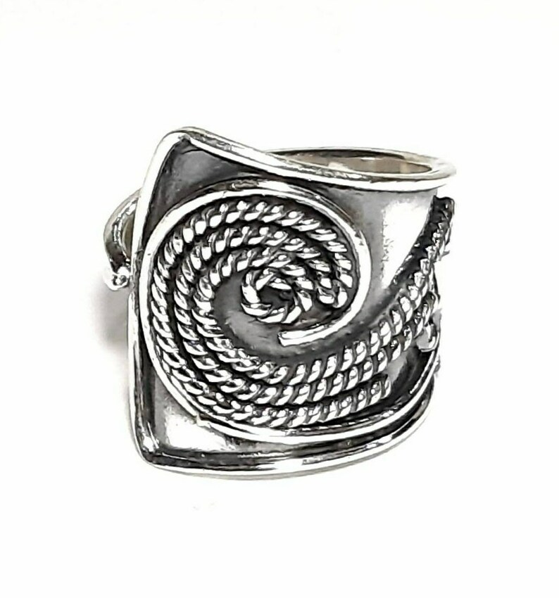 Spiral Ring Sterling Silver Infinity Ring Waves Ring Adjustable Greek ...