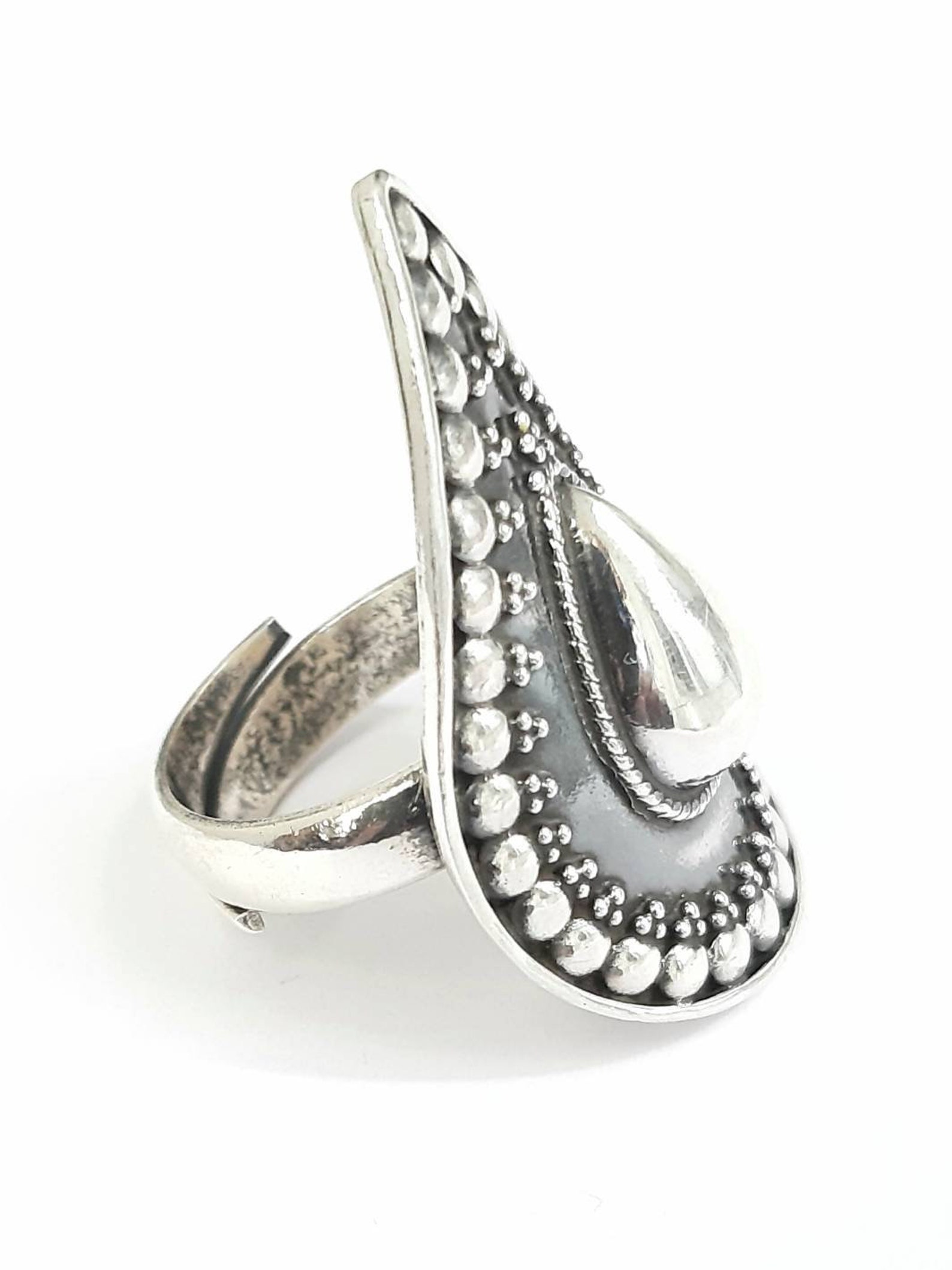 Teardrop Ring 925 Sterling Silver Adjustable Large Teardrop - Etsy