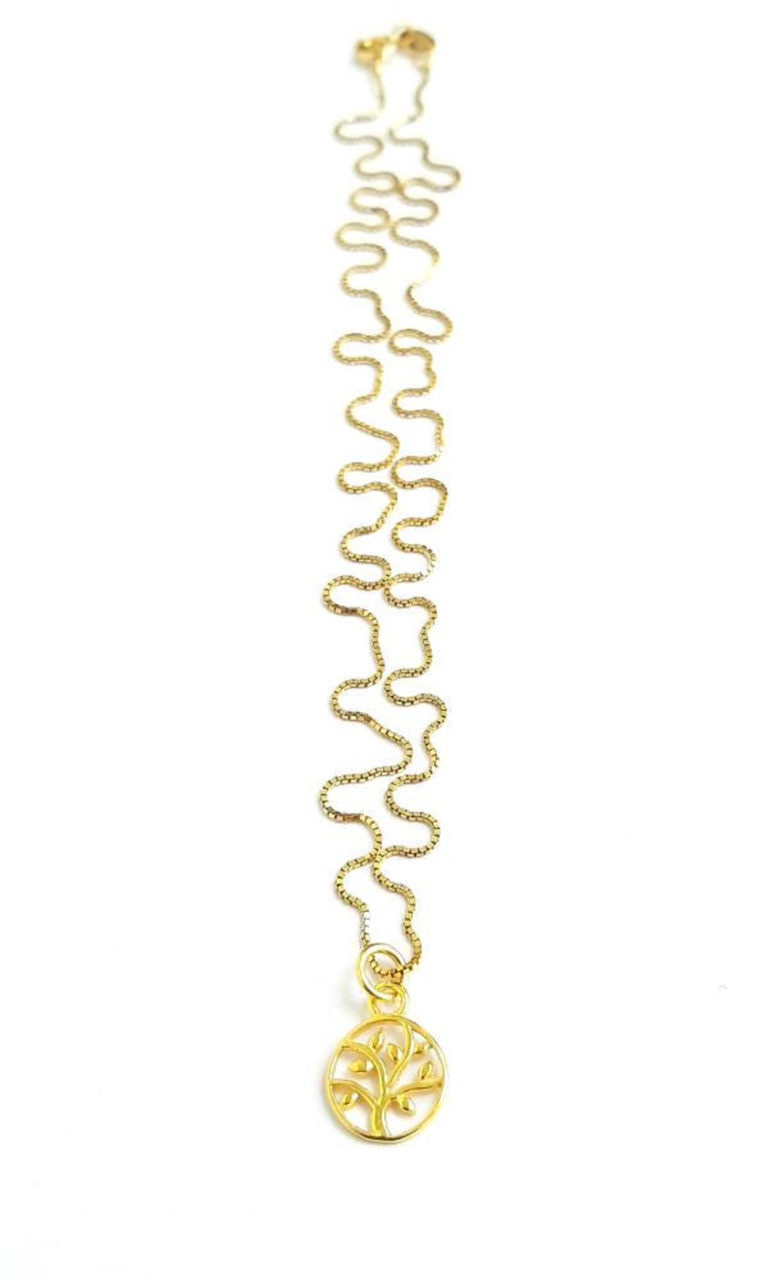 Tree of Life Gold Necklace Family Tree Pendant Sterling Silver Yellow ...