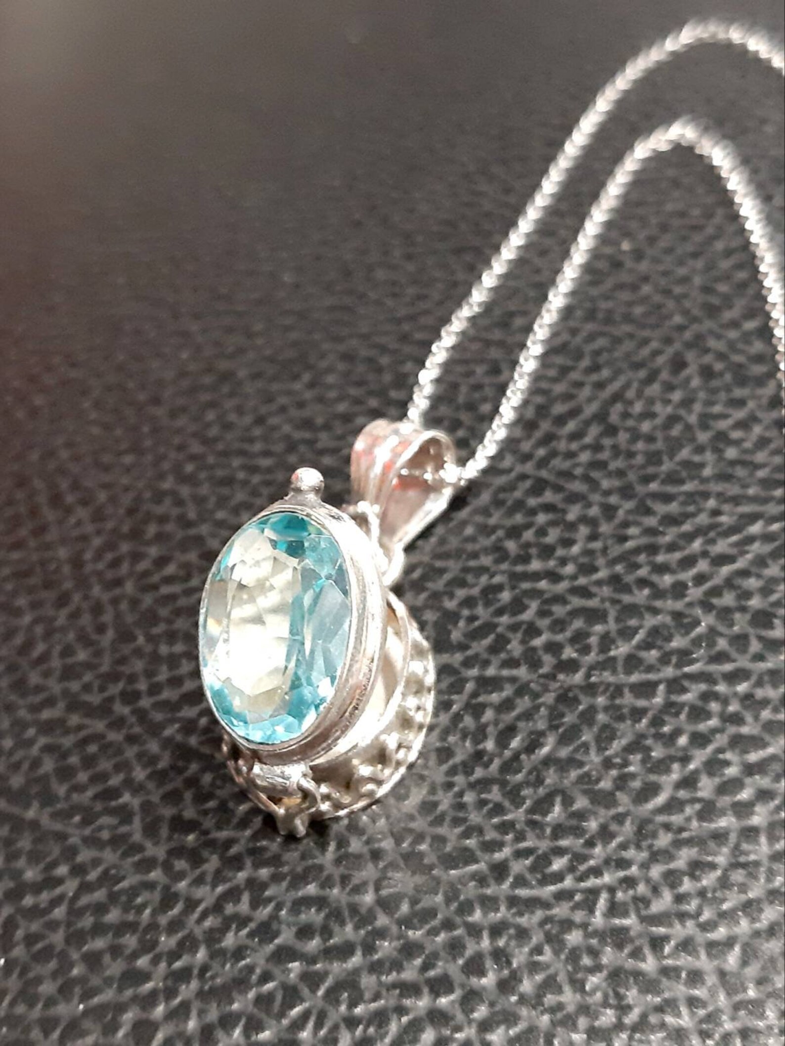 Blue Topaz Photo Locket Necklace 925 Sterling Silver Locket - Etsy